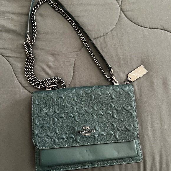 Coach | Bags | Coach Green Leather Shoulder Bag | Poshmark